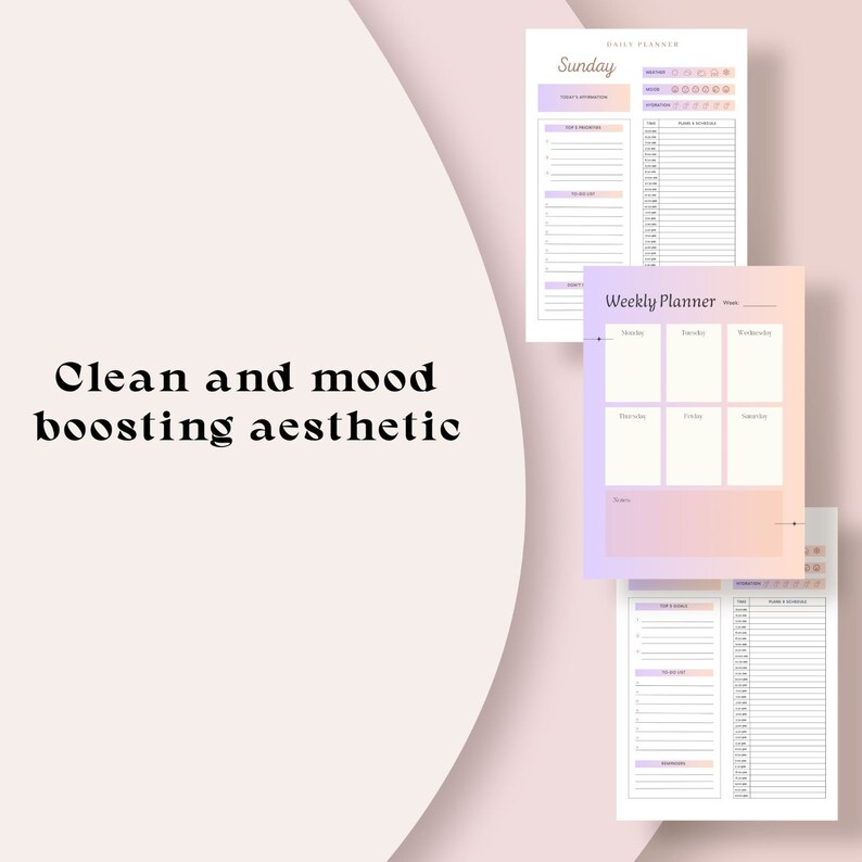 Daily Planner | Weekly Planner | Printable | Minimalist Aesthetic ...