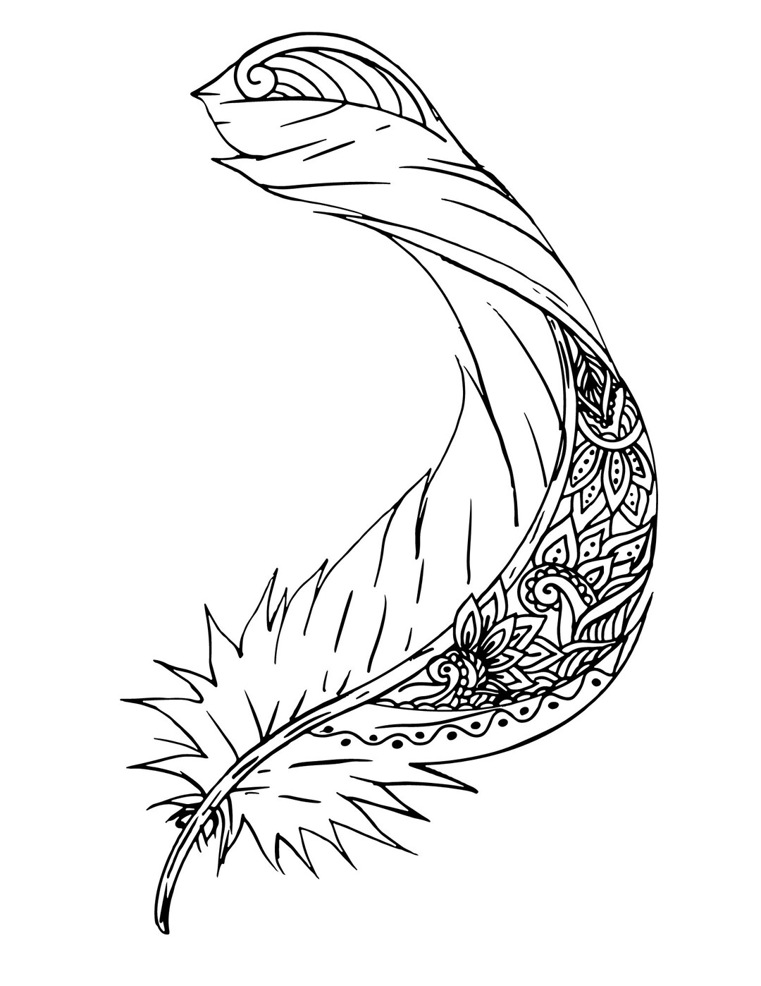 Feather Coloring Book / 30 Pages / 8.5 by 11 Inches / Digital Download ...