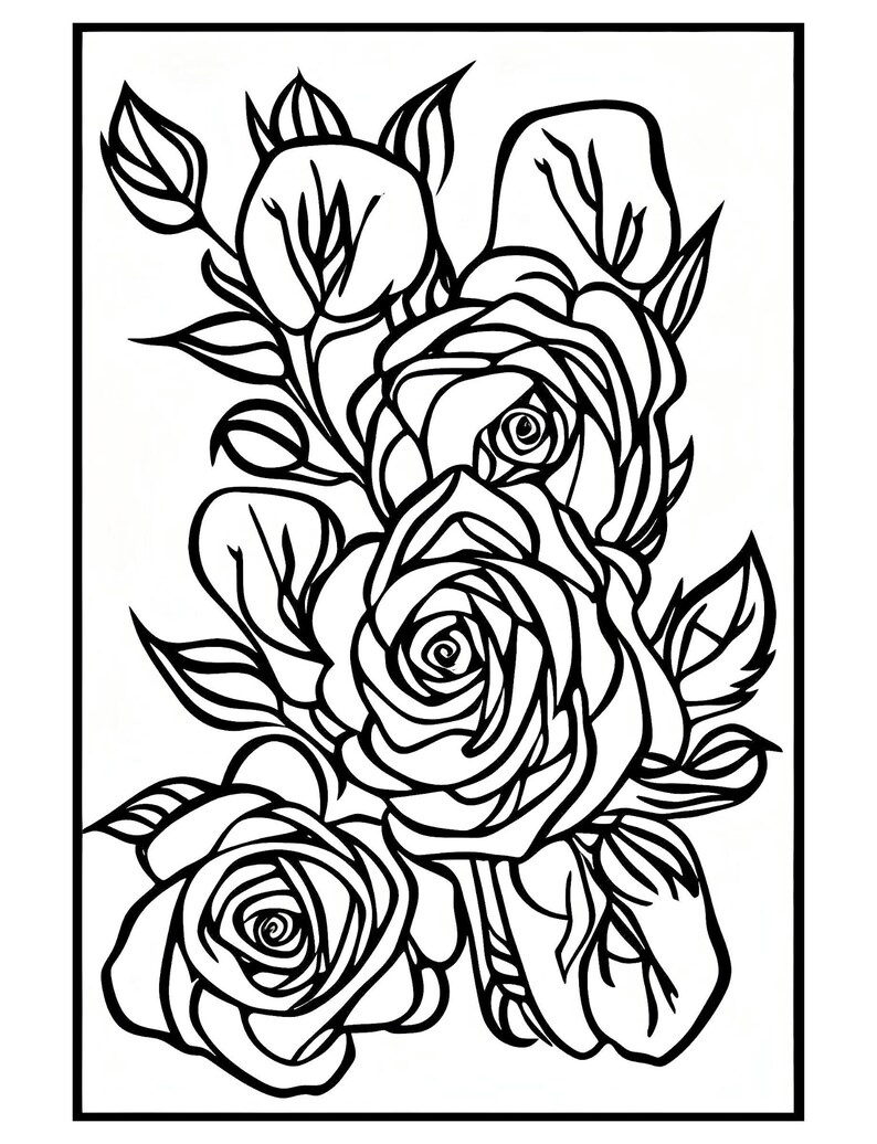 Rose Coloring Book Pages Digital Download 15 Pages - Etsy