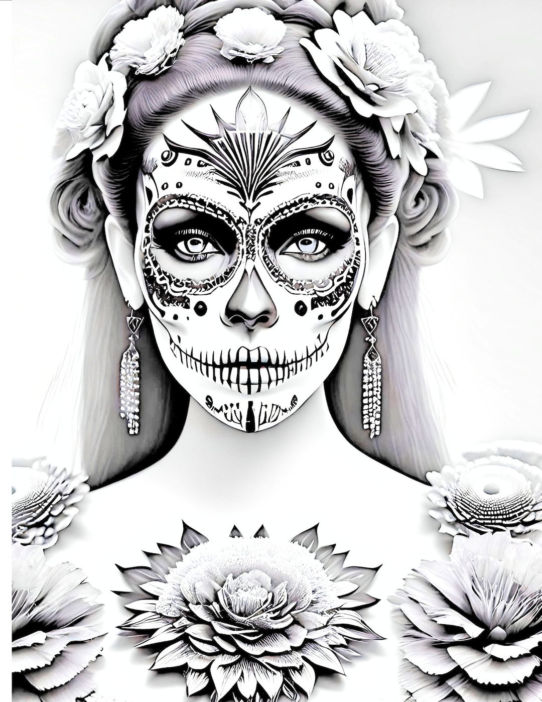 Catrina Coloring Pages / 8.5 by 11 Inches / 22 Coloring Book Pages ...