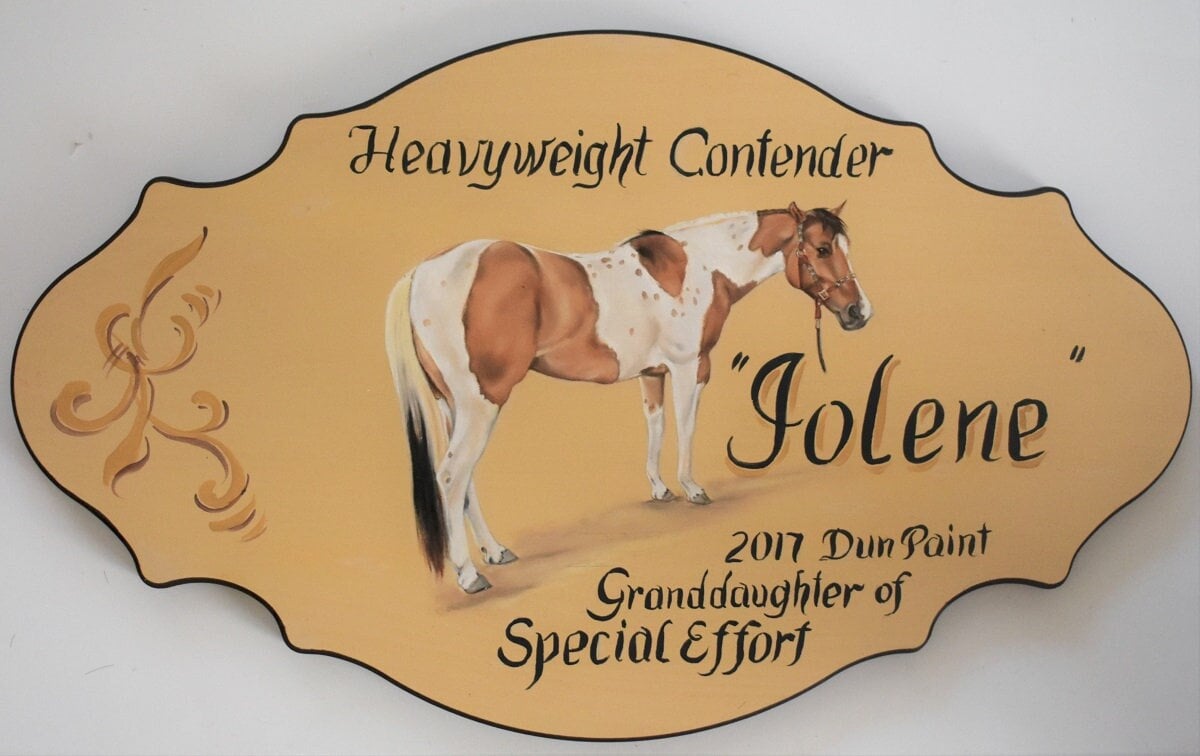 Personalized Horse Stall Sign, Horse Portrait on Scalloped Horse Name ...