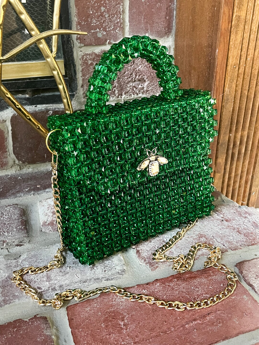 Emerald Green Bead Bag - Etsy