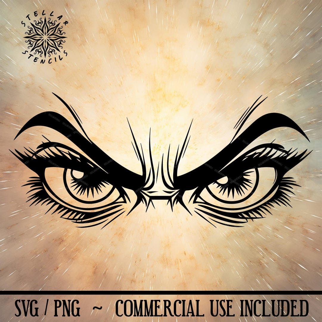 Angry Female Eyes SVG and PNG Anime Cricut Stencil Commercial Use ...