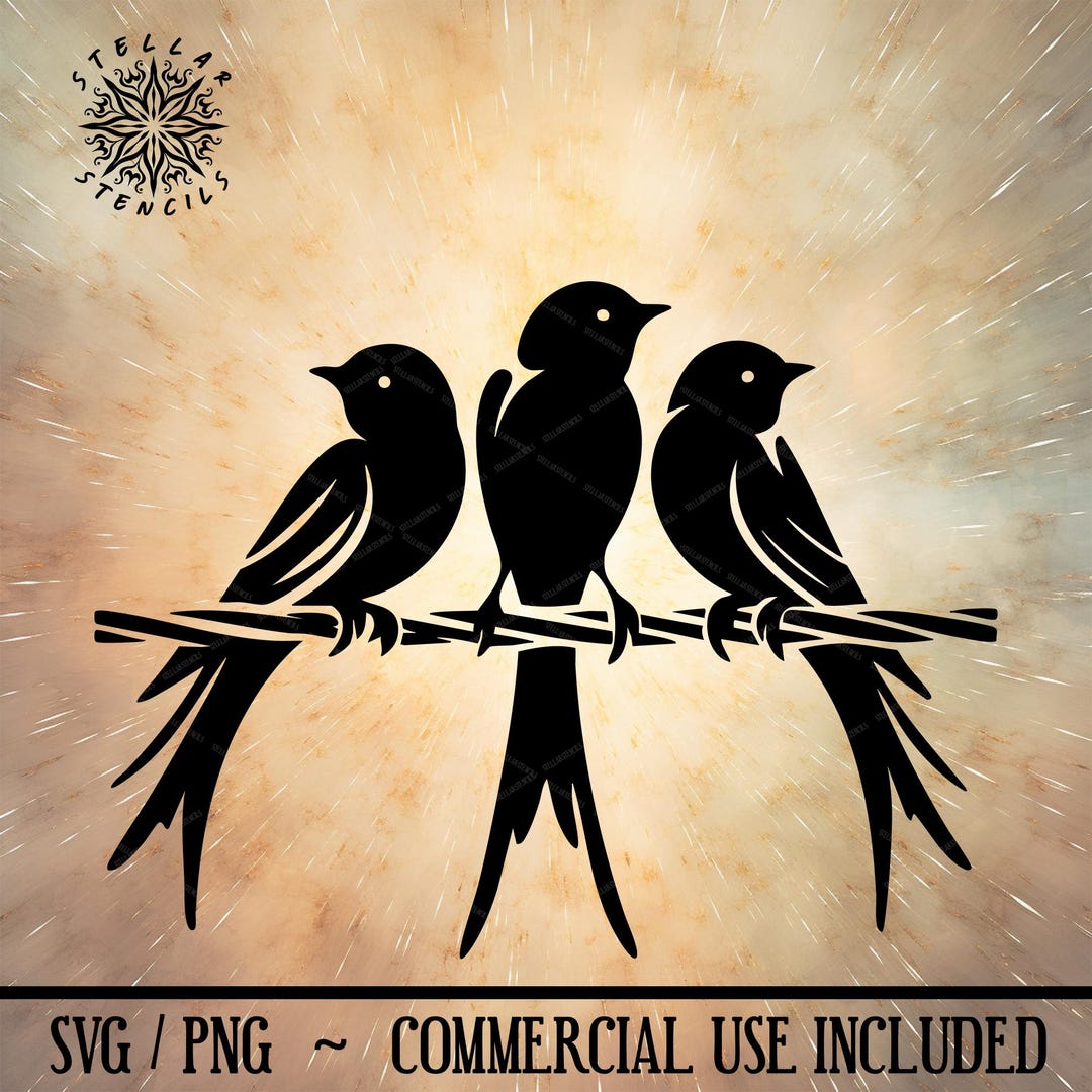 Birds on A Wire SVG and PNG | Simple Cricut Stencil | Commercial Use ...