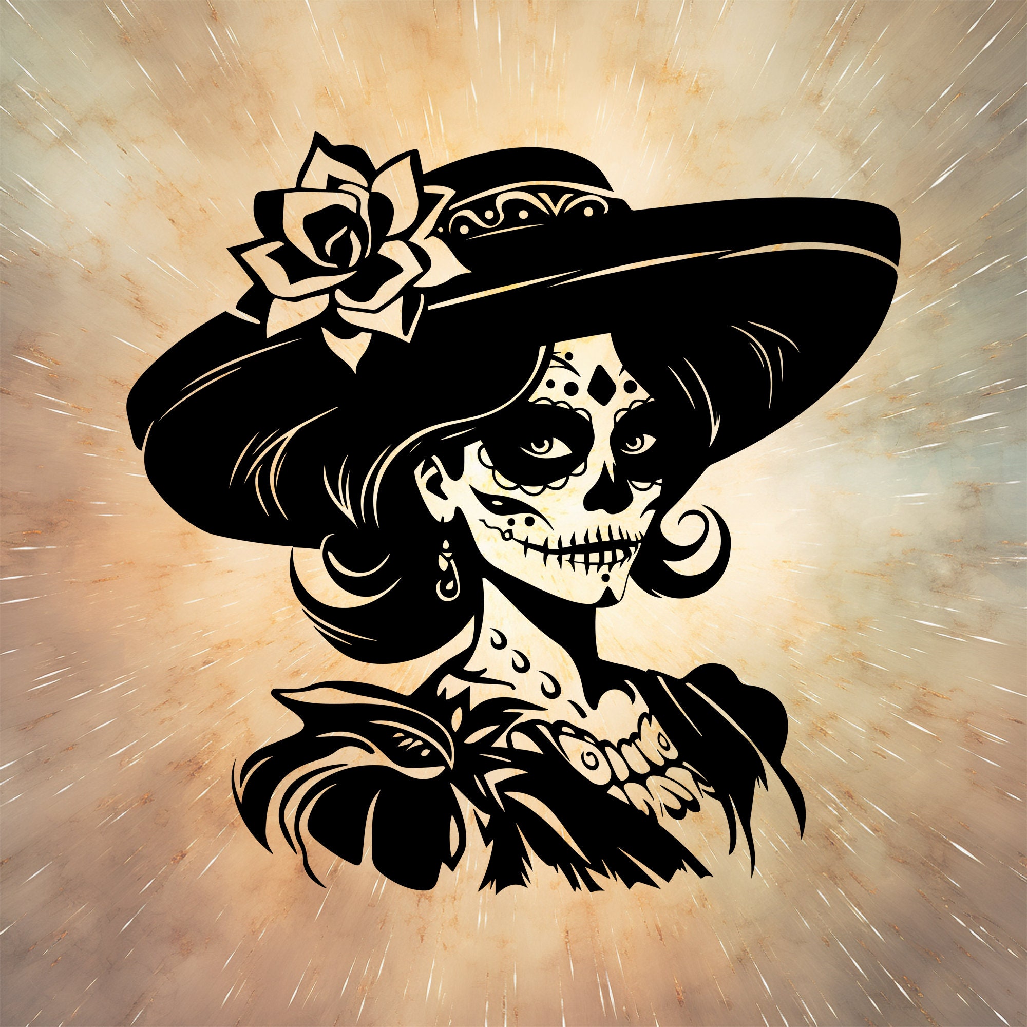 La Catrina SVG Bundle Day of the Dead Stencil Commercial Use Vector ...