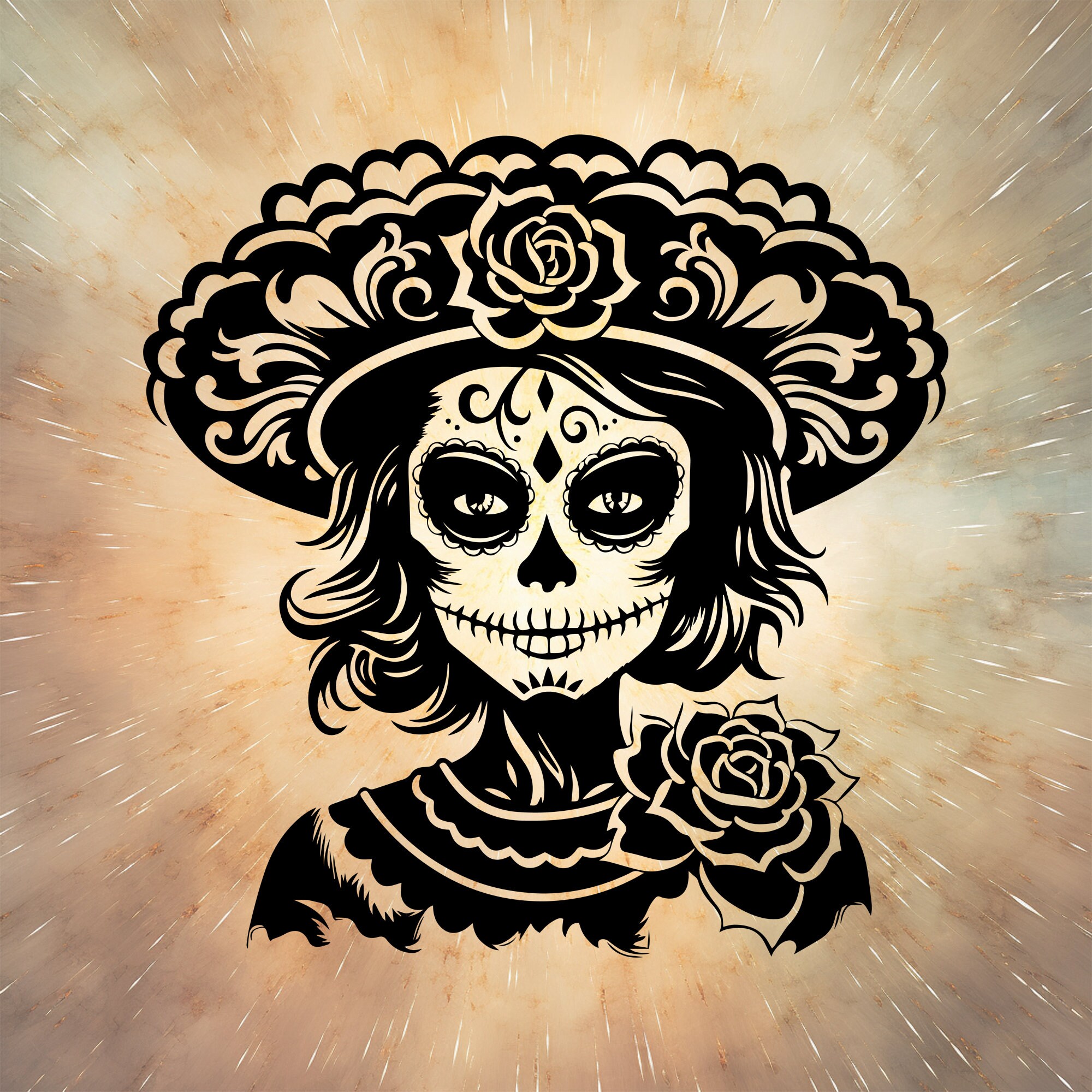 La Catrina SVG Bundle Day of the Dead Stencil Commercial Use Vector ...