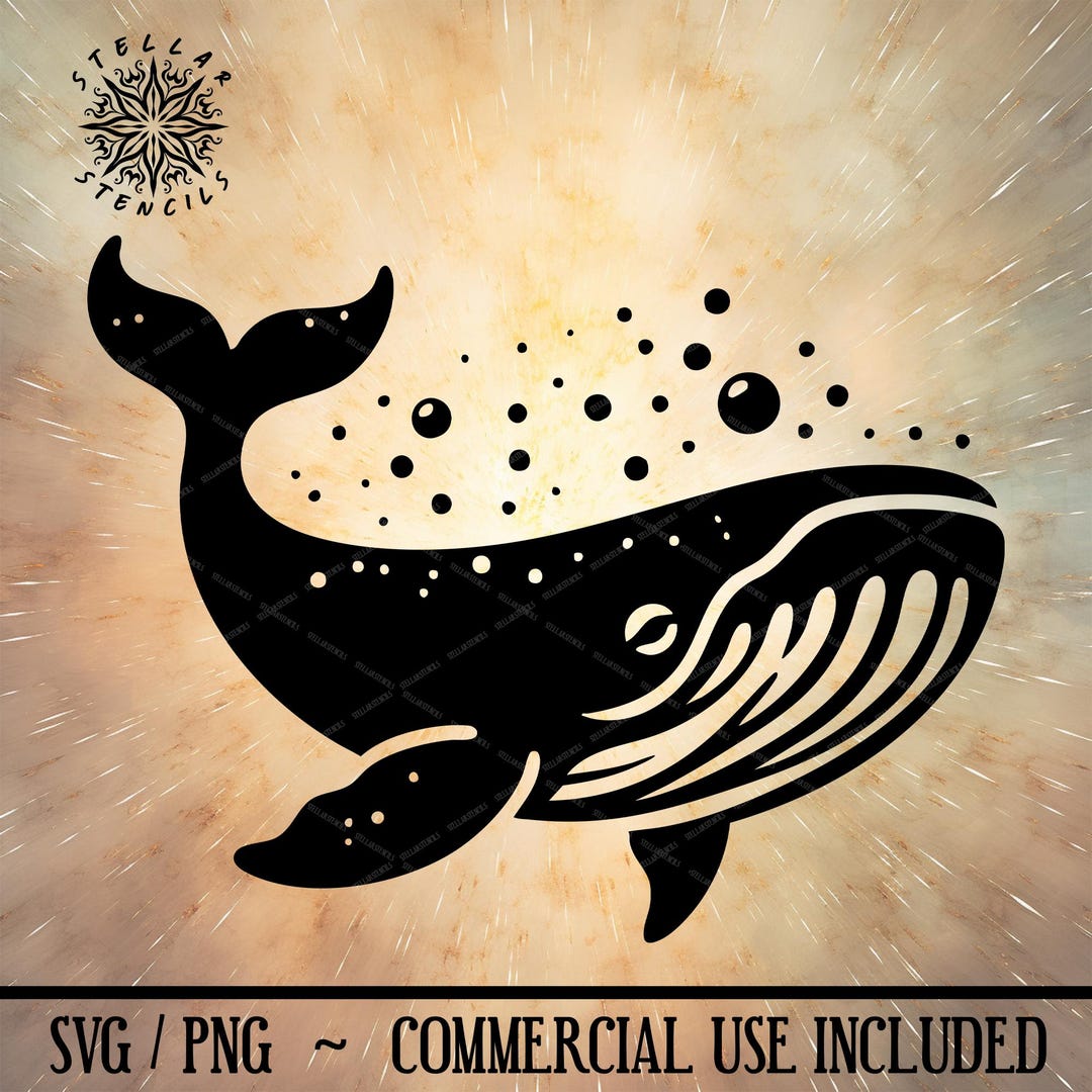 Humpback Whale SVG and PNG Aquatic Animal Cricut Stencil Commercial Use ...