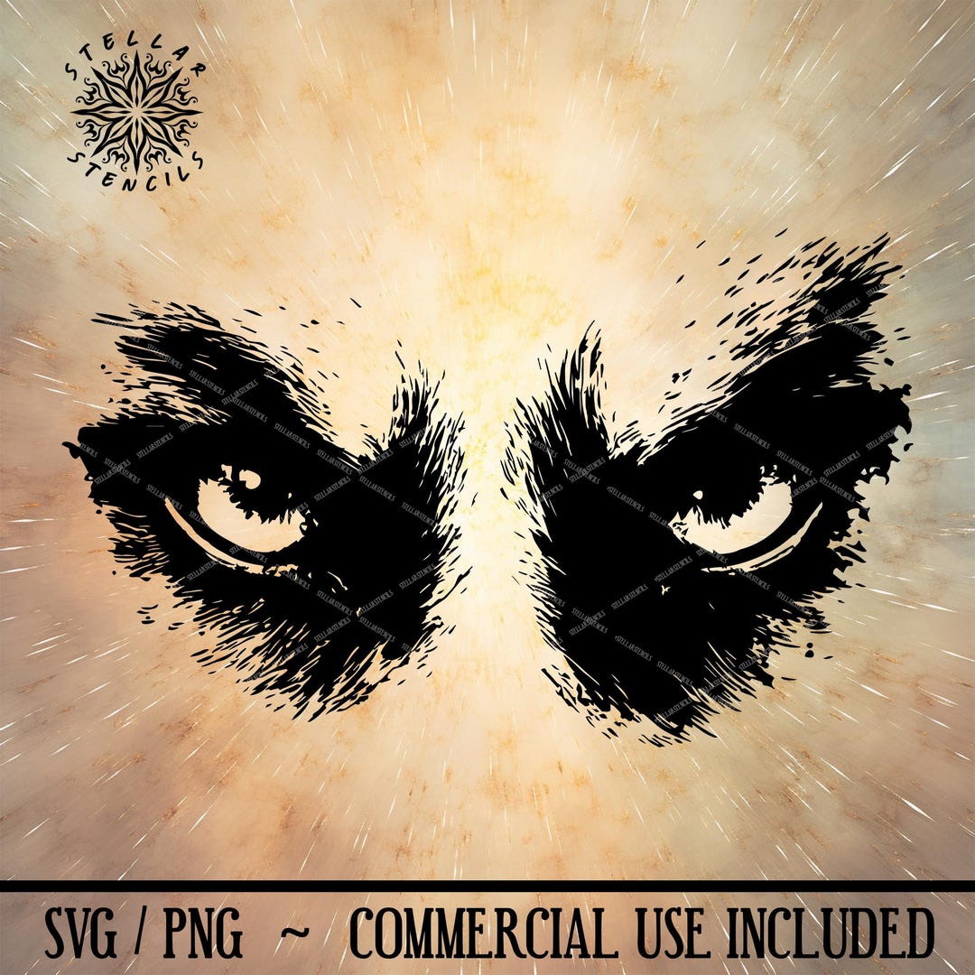 Wolf Eyes SVG and PNG Formats Animal Stare Stencil Commercial Use ...