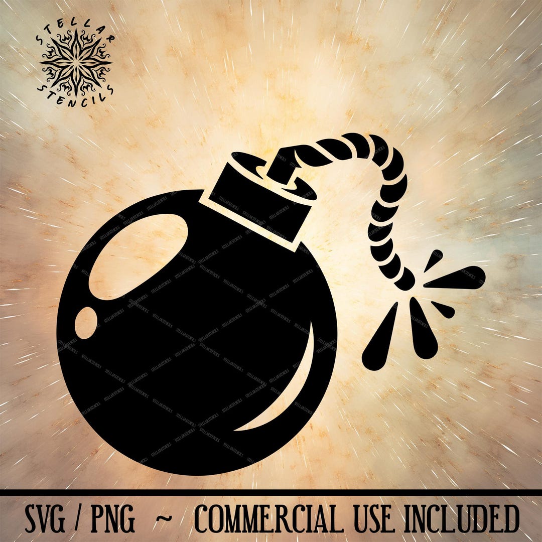 Old Style Cartoon Bomb SVG and PNG Ball Explosive Stencil Commercial ...