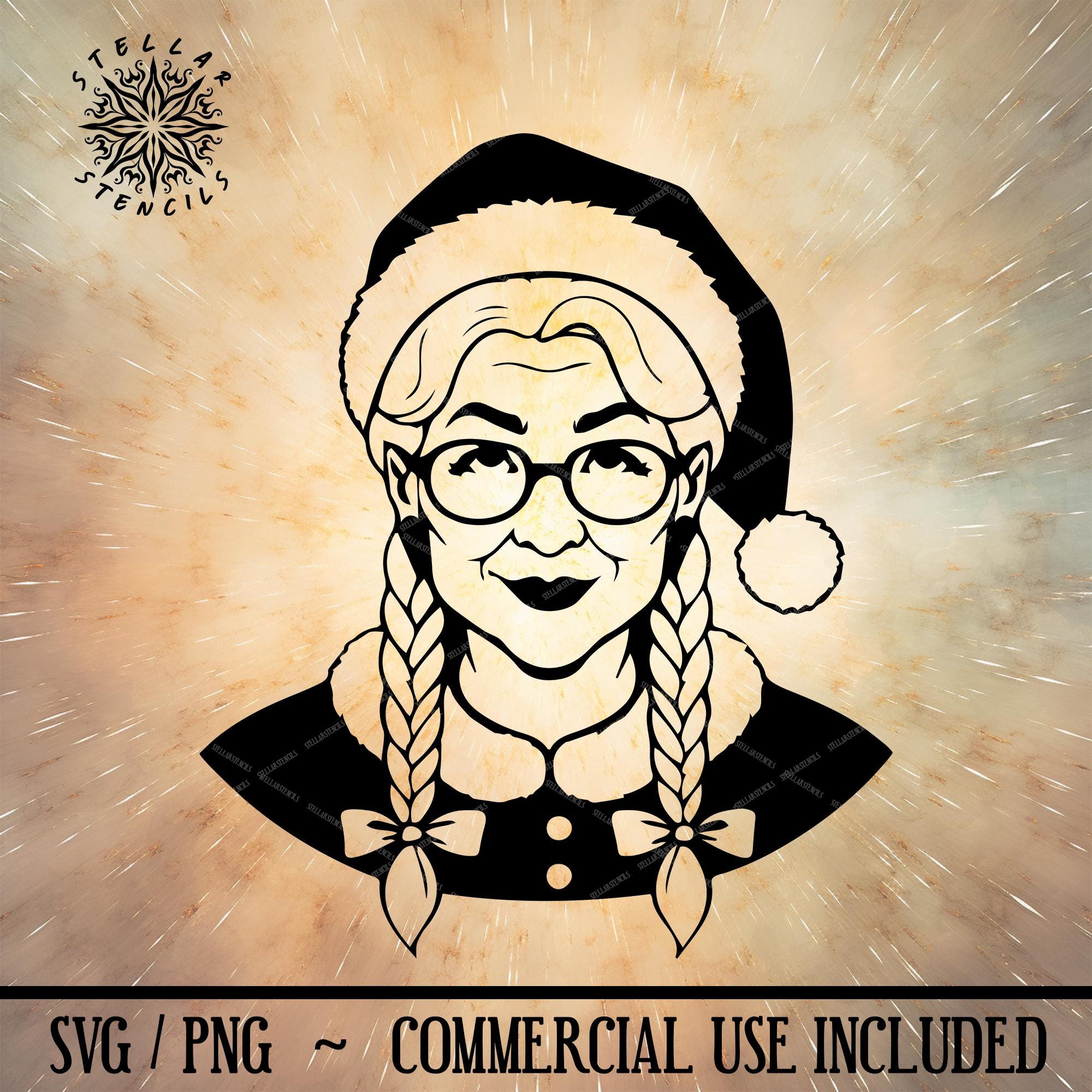 Mrs Claus SVG and PNG Christmas Cricut Stencil Commercial Use Vector ...
