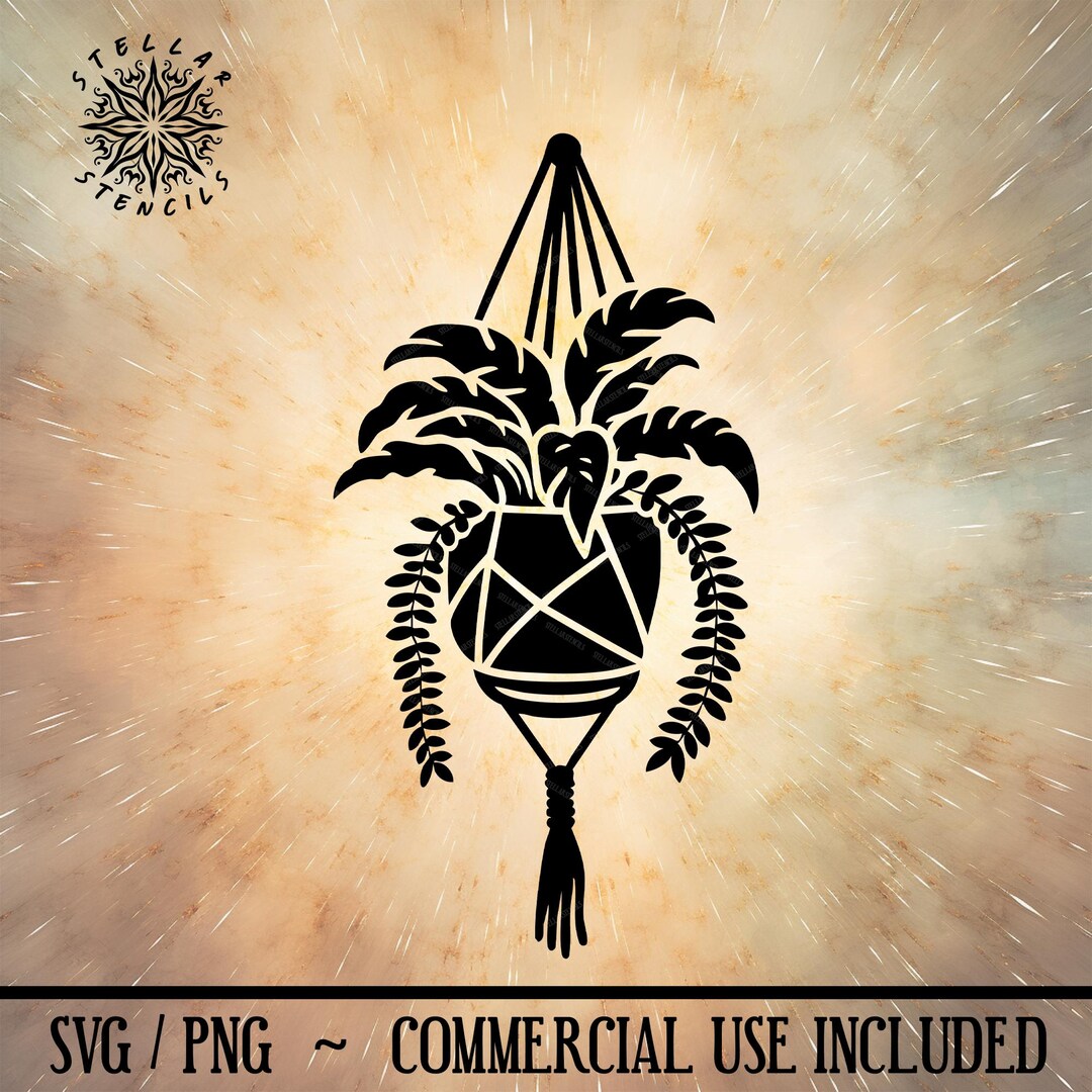 Hanging Plant SVG and PNG | Botanic Cricut Stencil | Commercial Use ...