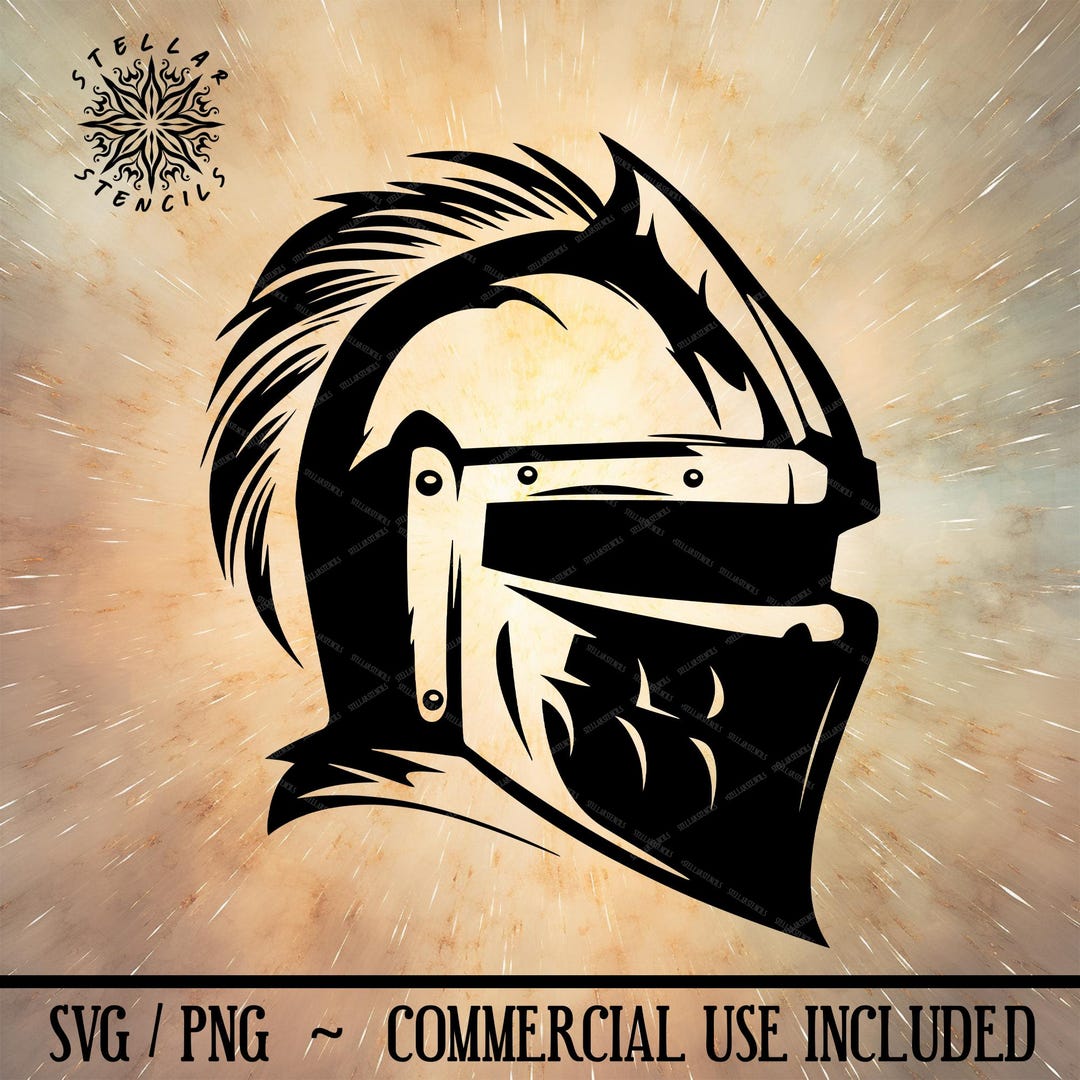 Knight Helmet Plumage SVG and PNG Armor Cricut Stencil Commercial Use ...