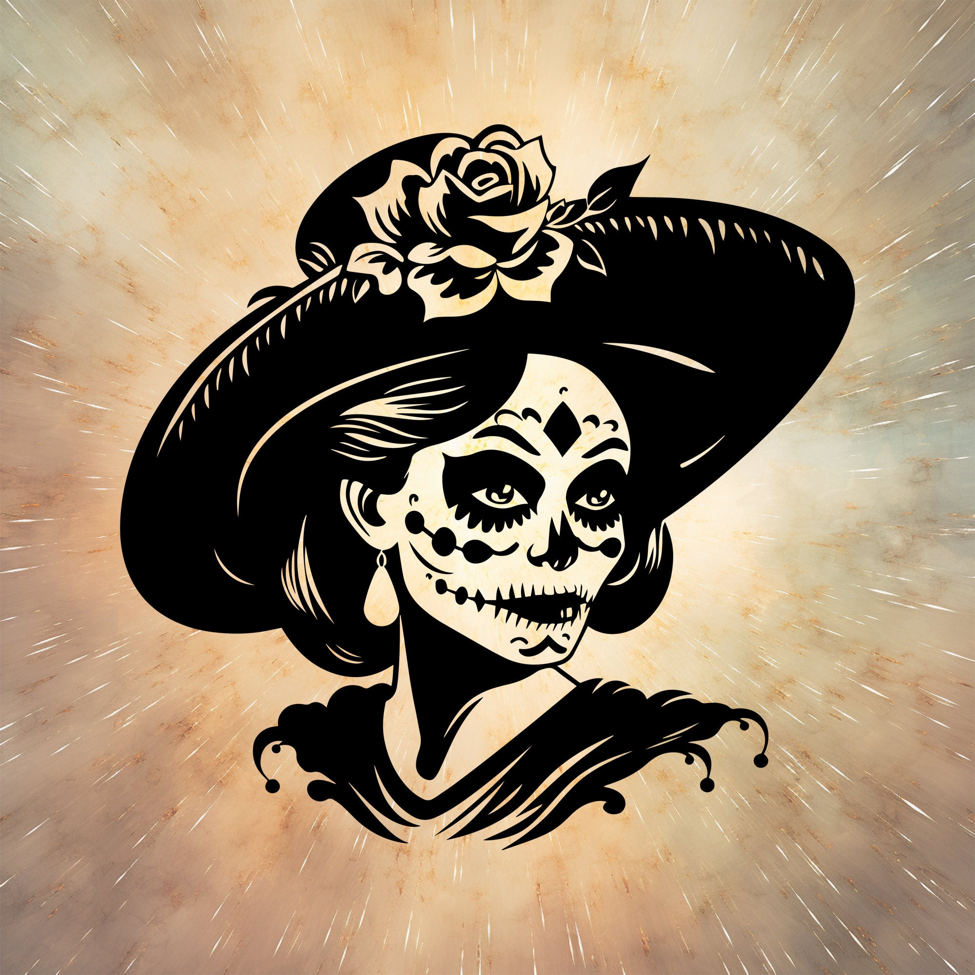 La Catrina SVG Bundle Day of the Dead Stencil Commercial Use Vector ...
