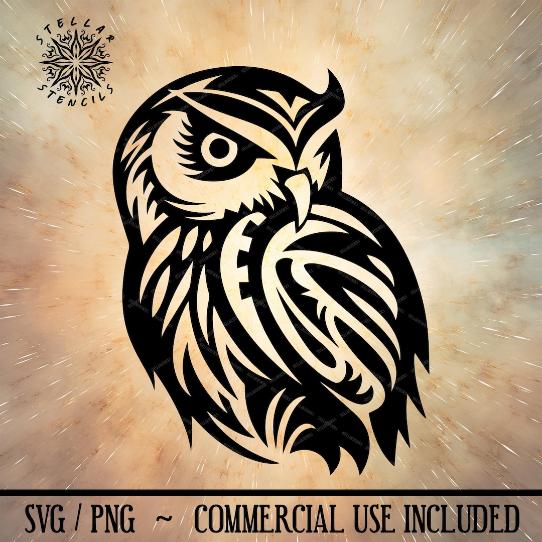 Tribal Owl SVG and PNG Great-horned Cricut Stencil Commercial Use ...