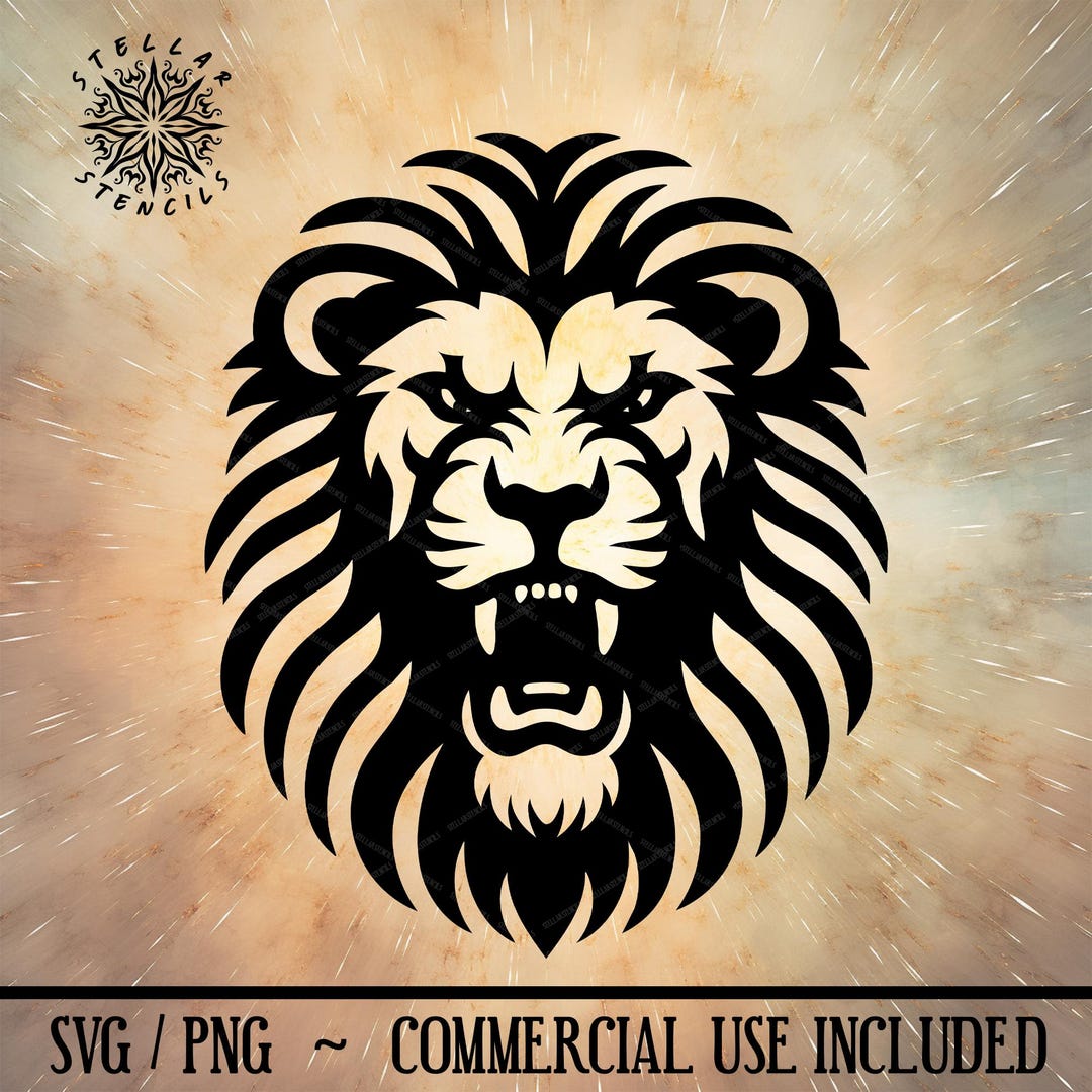 Roaring Lion SVG and PNG Animal Cricut Stencil Commercial Use Vector ...