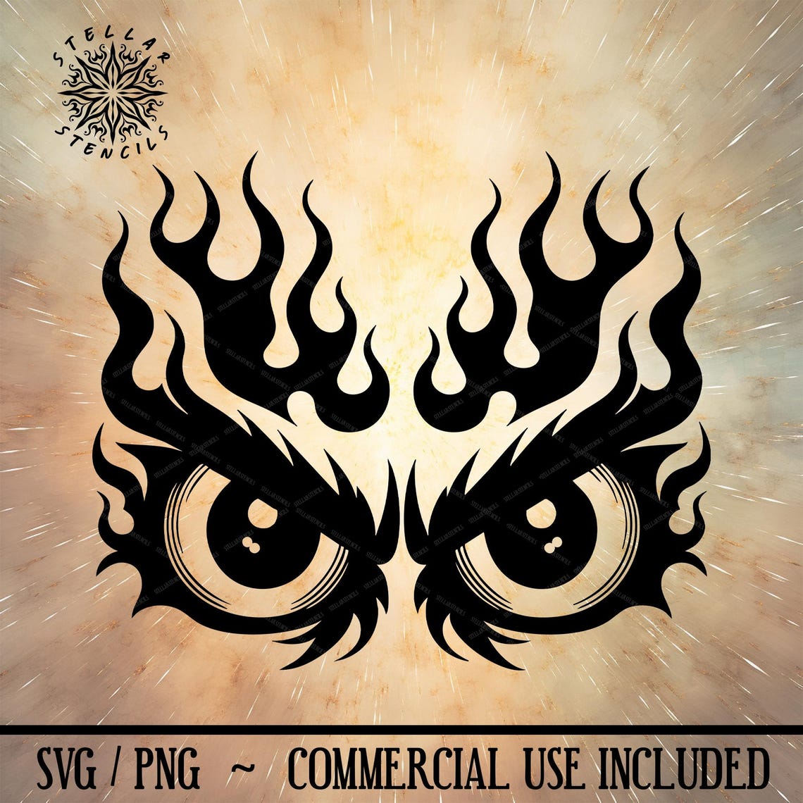 Fire Eyes SVG and PNG Emotion Cricut Stencil Commercial Use Vector ...