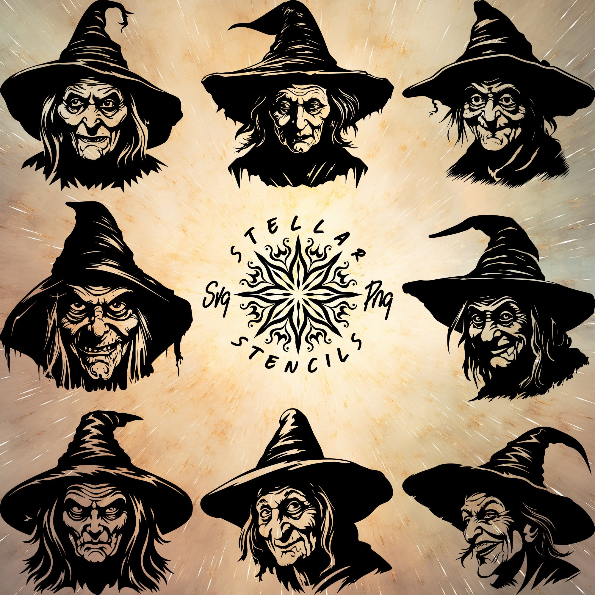 Old Witch SVG Bundle Halloween Stencil Commercial Use - Etsy