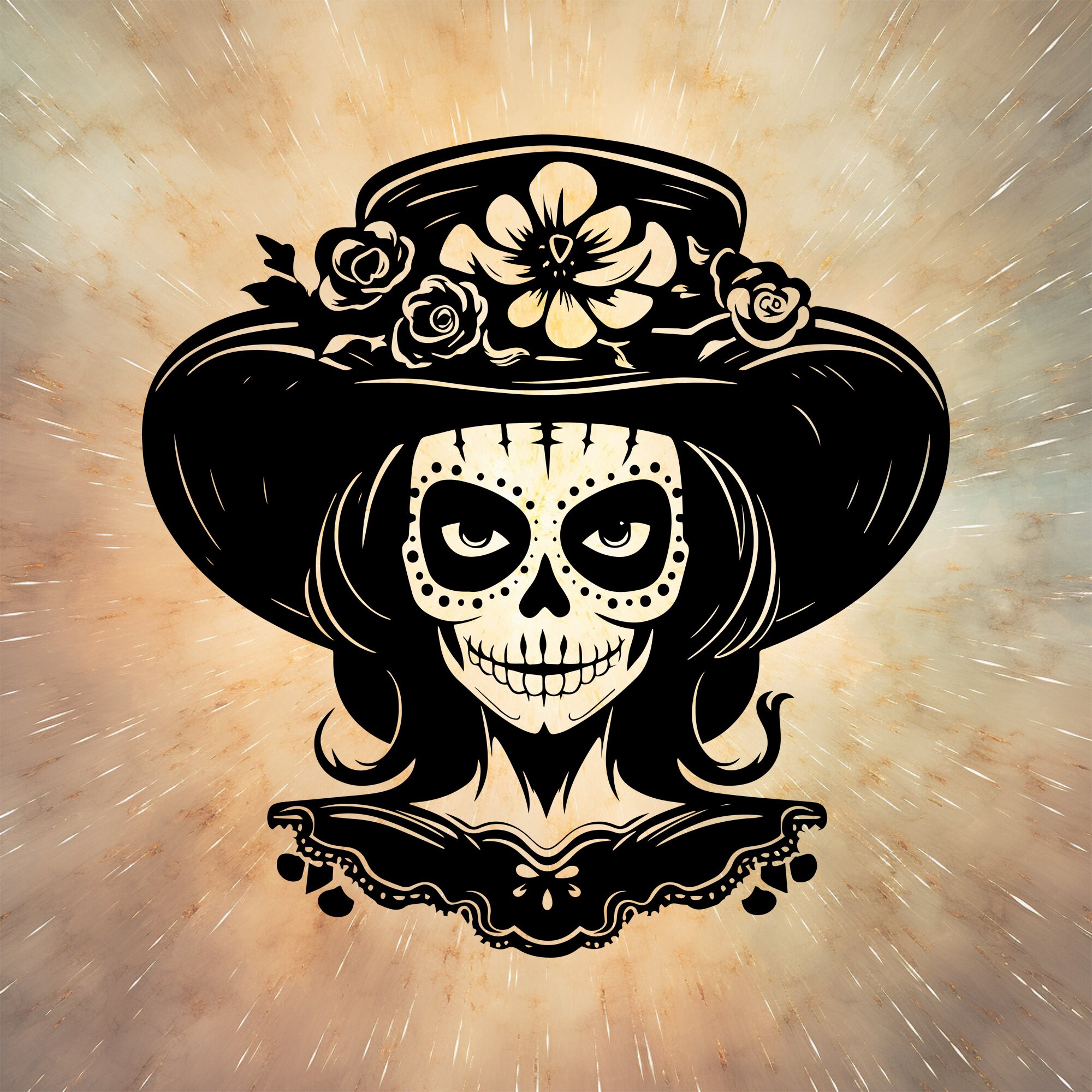 La Catrina SVG Bundle Day of the Dead Stencil Commercial Use Vector ...