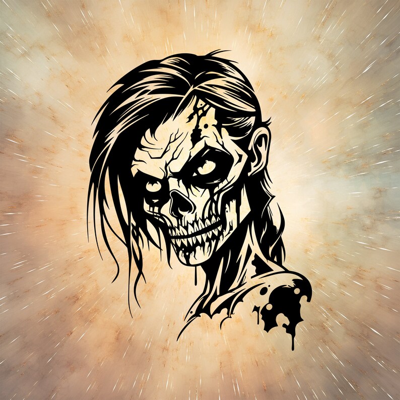 Zombie Woman SVG Bundle Halloween Stencil Commercial Use Vector ...