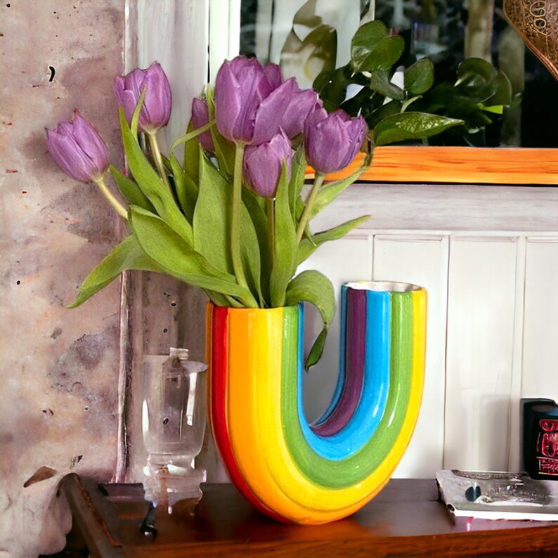 Rainbow Arch Flower Vase, U Shaped Curvy Vase, Nordic Style Double End ...