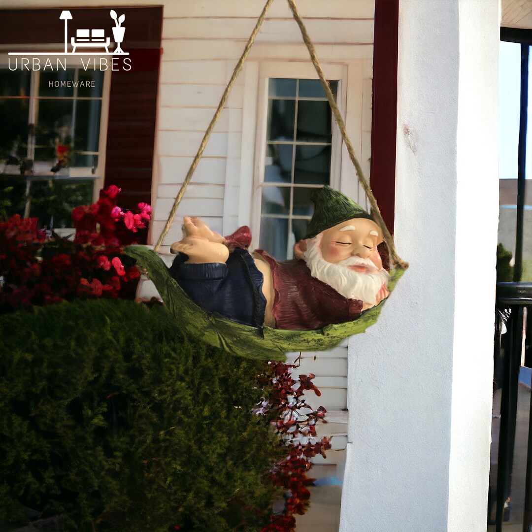 Hanging Gnome Swing Ornament Inappropriate Dwarf Miniature Sleepy Old ...