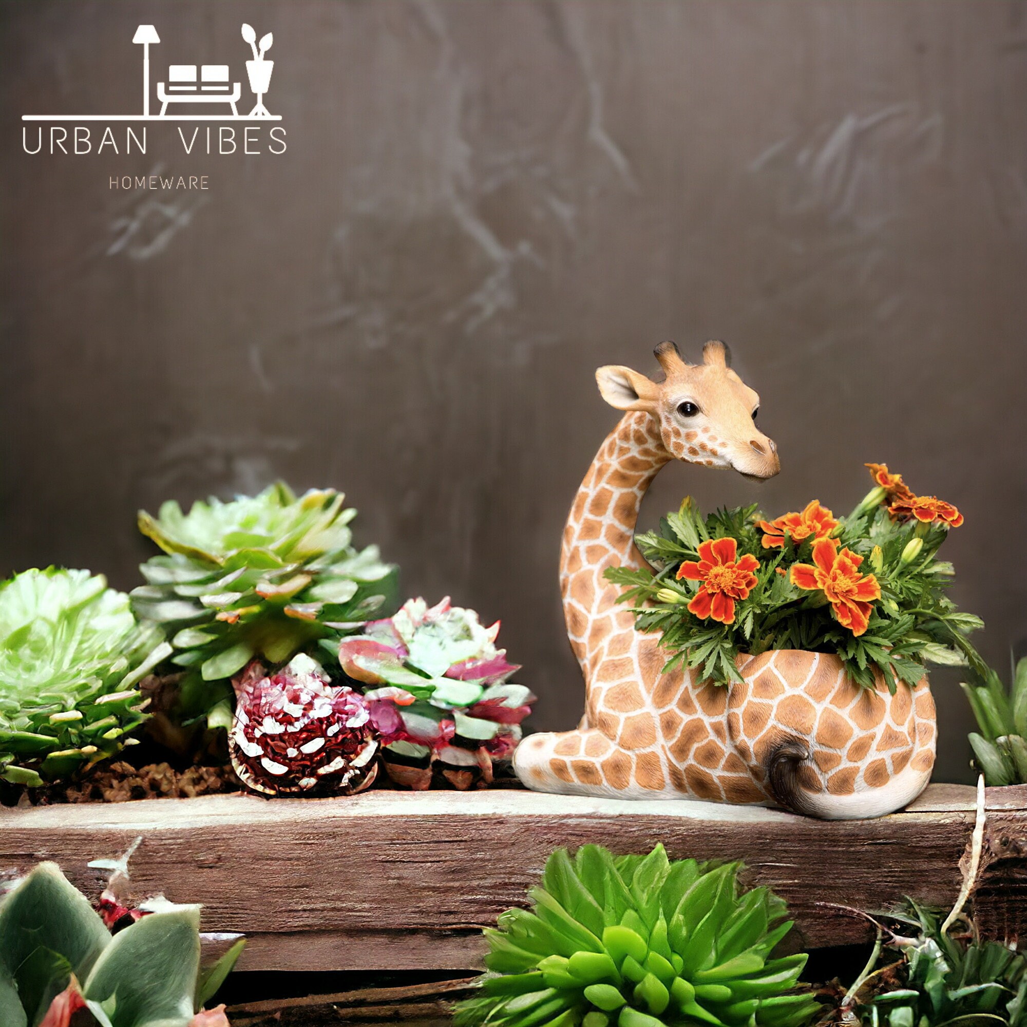 Adorable Giraffe Plant Pot, Safari Animal Figurine Planter, Giraffe Air ...