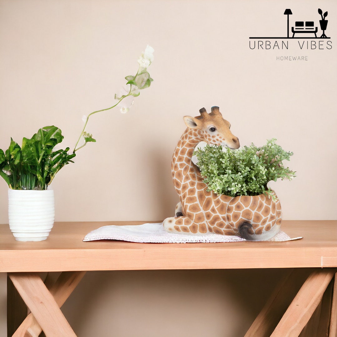 Adorable Giraffe Plant Pot, Safari Animal Figurine Planter, Giraffe Air ...
