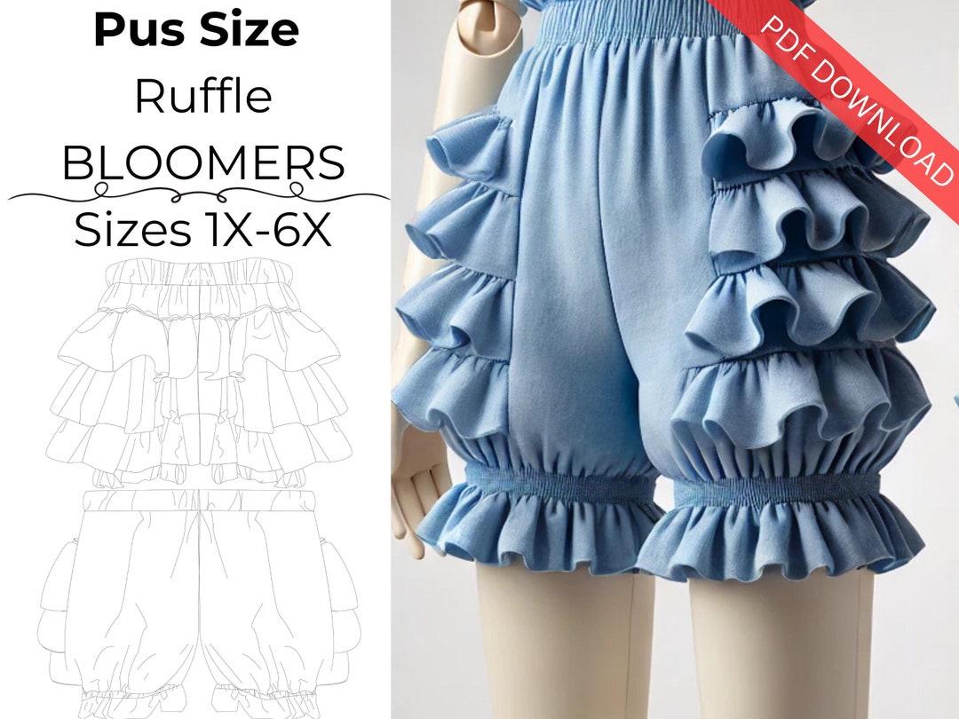 PLUS SIZE Sewing Pattern: Bustle Bloomer Shorts A0, A3, A4, Letter ...