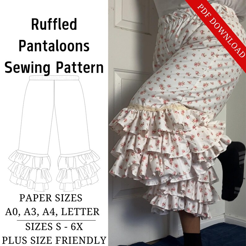 PLUS SIZE Renaissance Faire Ruffled Pantaloons Sewing Pattern Sizes S ...