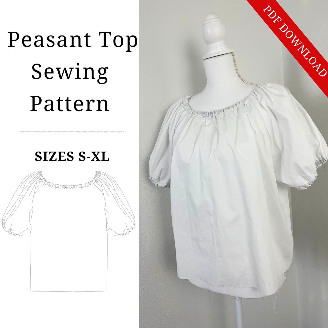 Peasant Blouse Sewing Pattern PDF | Medieval Chemise Boho Top | Sizes ...
