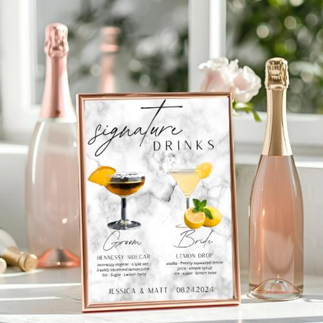 Signature Cocktail Sign, Signature Drink Sign, Bar Menu, Wedding Drink ...