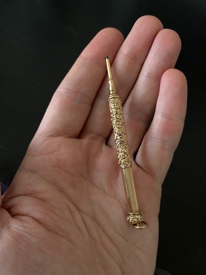 A Rare 19th Century Gold Repoussé Chatelaine Pencil. - Etsy