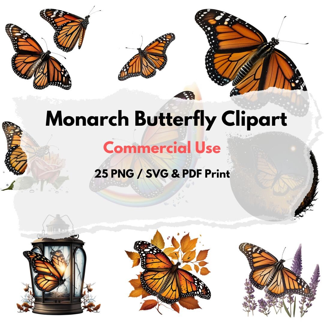Monarch Butterfly Clipart Bundle Png-format Watercolor Monarch ...