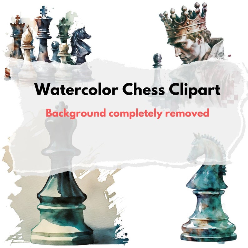 Watercolor Chess Clipart Bundle Png-format Chess Watercolor Clipart ...