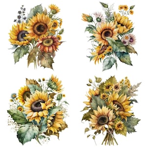 Watercolor Sunflower Clipart Fall Flowers Png-format Sunflower Clipart ...