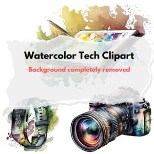 Watercolor Tech Clipart Bundle Png-format Electro Clipart Bundle Phone ...