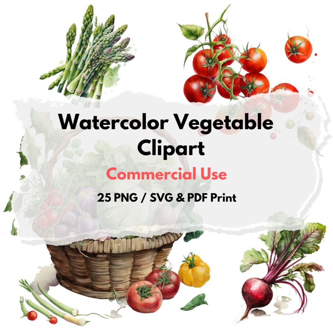 Watercolor Vegetable Clipart Bundle Png-format Vegetable Clipart ...