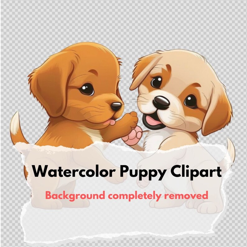 Watercolor Puppy Clipart Bundle Png-format Puppy Watercolor Clipart ...