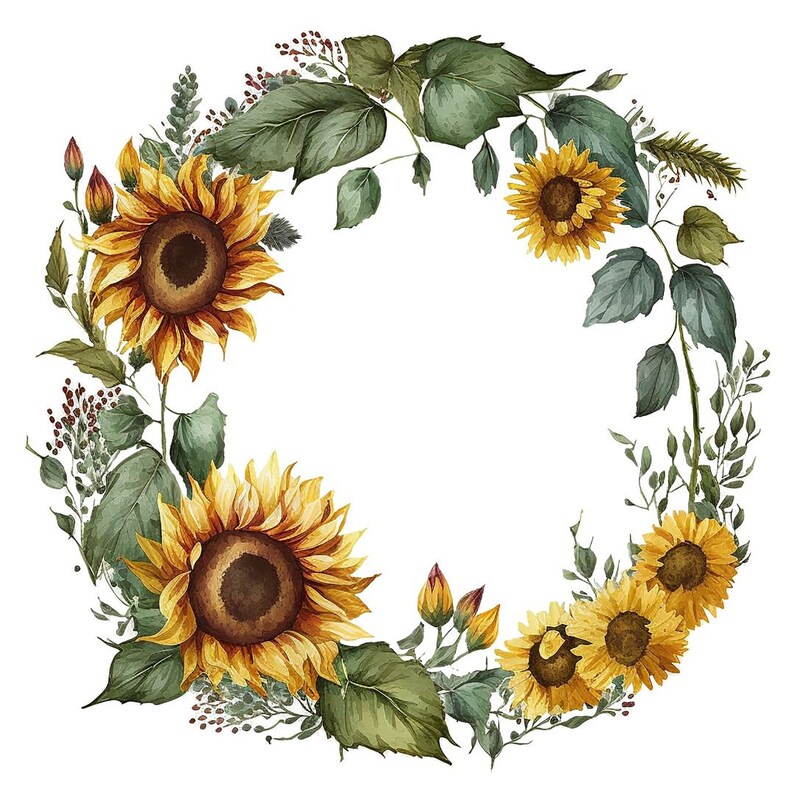 Watercolor Sunflower Clipart Fall Flowers Png-format Sunflower Clipart ...