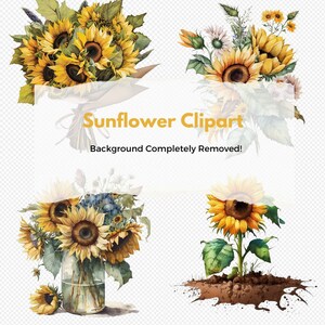 Watercolor Sunflower Clipart Fall Flowers Png-format Sunflower Clipart ...