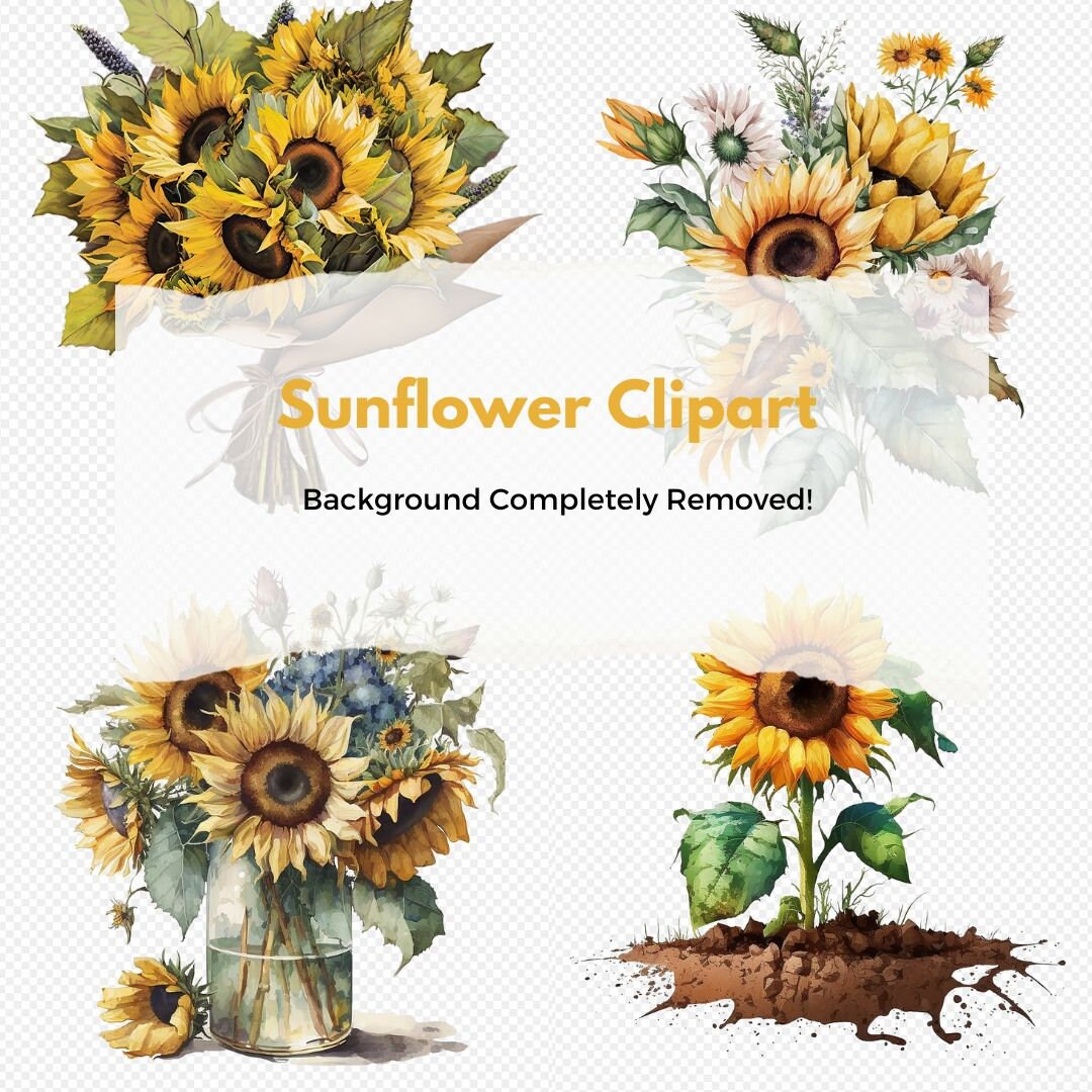 Watercolor Sunflower Clipart Fall Flowers Png-format Sunflower Clipart ...