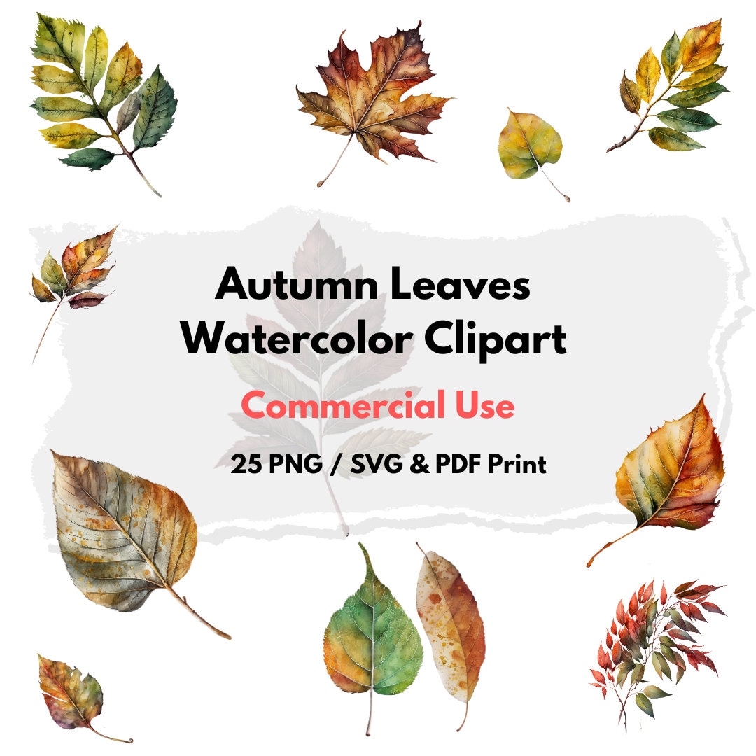 Autumn Leaves Watercolor Clipart Bundle Watercolor Autumn Leaves ...