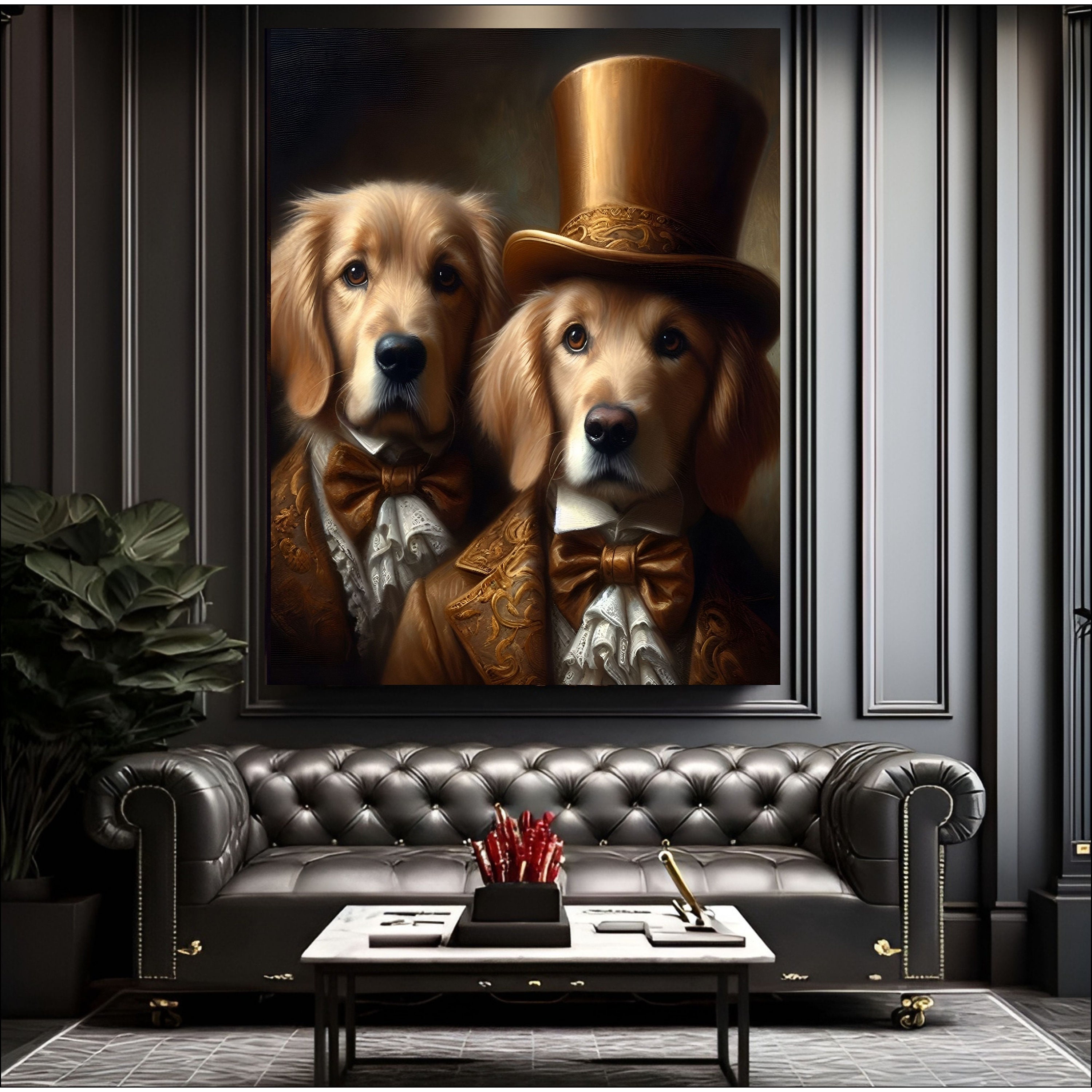 Victorian Dog Portrait, Renaissance Dog Pet, Double Pet Portrait, Funny ...