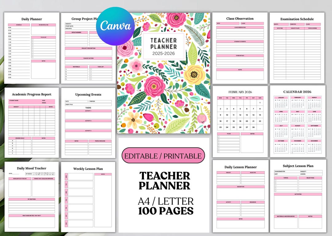 2025-2026 Teacher Planner Printable: Academic & Classroom Organizer (a4 ...