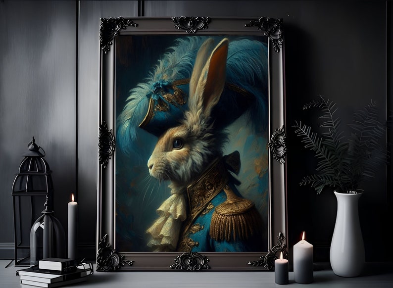 Rabbit Portrait Art, Rabbit Art Print, Renaissance Rabbit Portrait ...