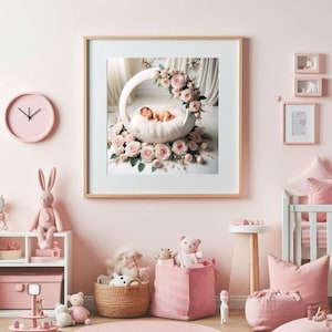 Newborn Digital Backdrop, Baby Girl Cream Flower Bed, Fine Art ...
