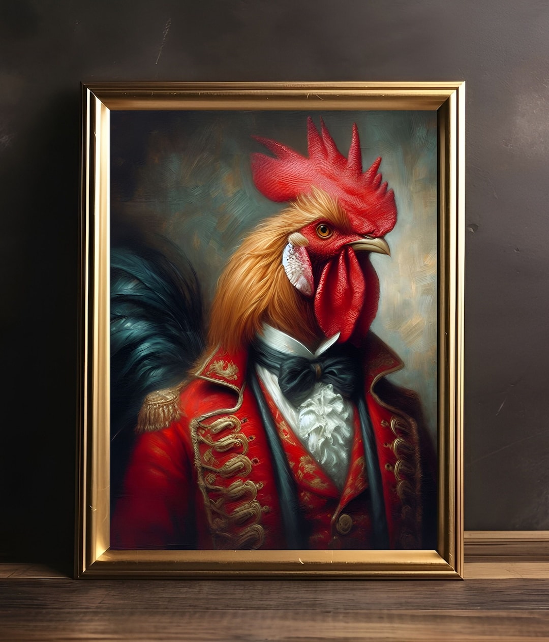 Vintage Rooster Poster, Renaissance Rooster Portrait, Victorian Animal ...