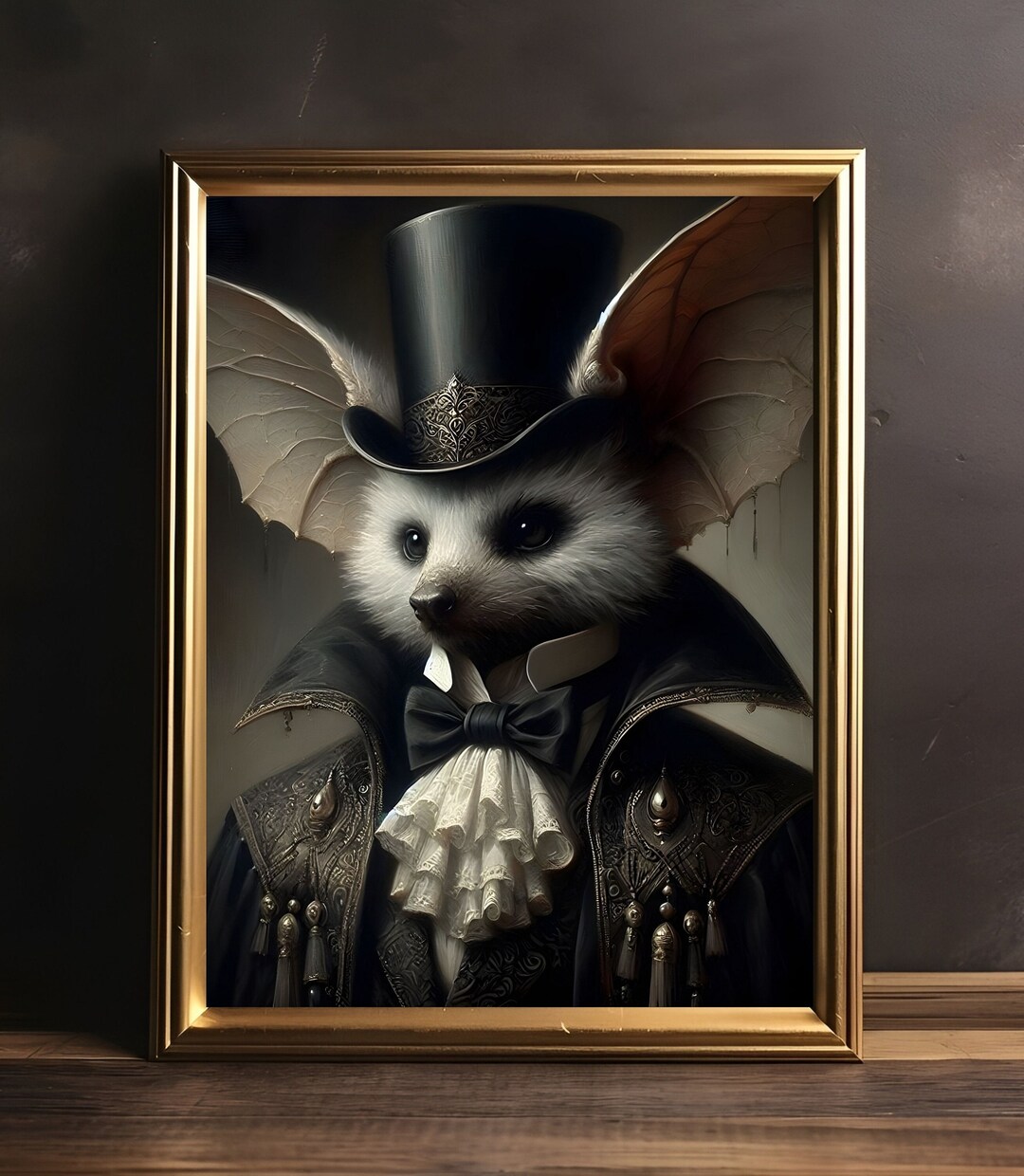 Gothic Bat Vintage Portrait, Vintage Bat Art, Bat Art Print, Wife ...