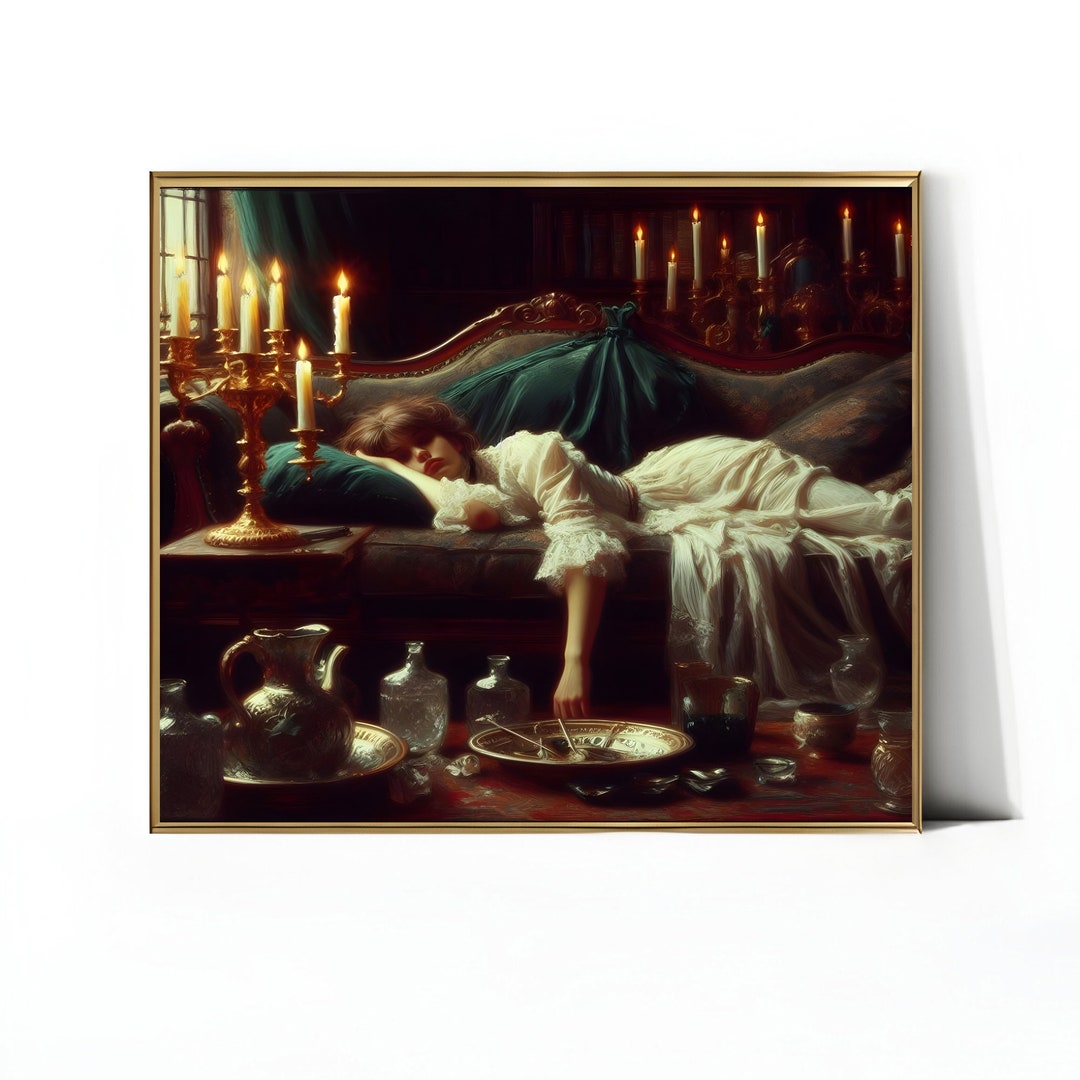 Tired Woman Antique Portrait Art, Moody Portrait Print, Woman Portrait ...