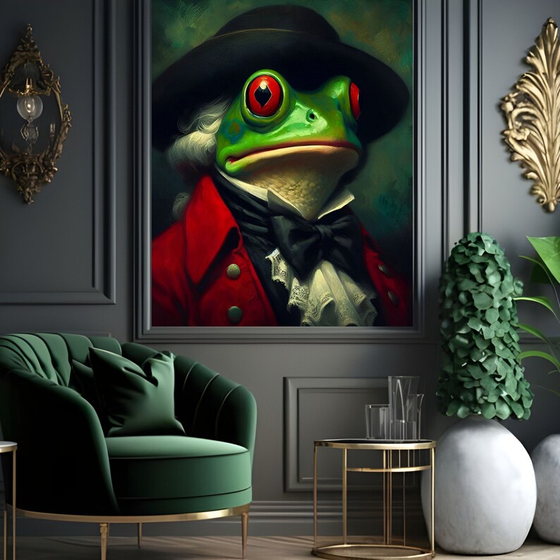 Victorian Frog Portrait, Frog Wall Art, Frog Vintage Art, Frog Wall Art ...